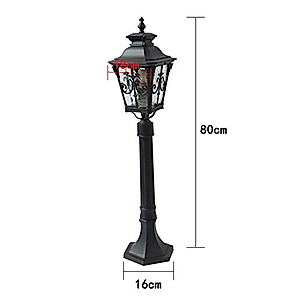 QILIN Outdoor Floor Lamp, Garden Lawn Lamp, European Style Retro Villa Garden Lamp, Terrace Led Lamp, Waterproof IP54, Three Sizes, Black