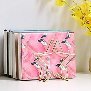Storage Newspaper Baskets Magazine Rack Bookshelf Mask Box Large Capacity Desktop Rack Wrought Iron Golden Five-Pointed Star Rack (Color : Gold, Size : 2014.514.5cm)