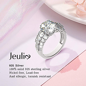 Jeulia Wedding Rings Engagement Rings for Women Anniversary Promise Ring Bridal Sets 925 Sterling Silver with 4.75 ct Primary Stone+2.59 ct Side Stone (8.0(U.S))