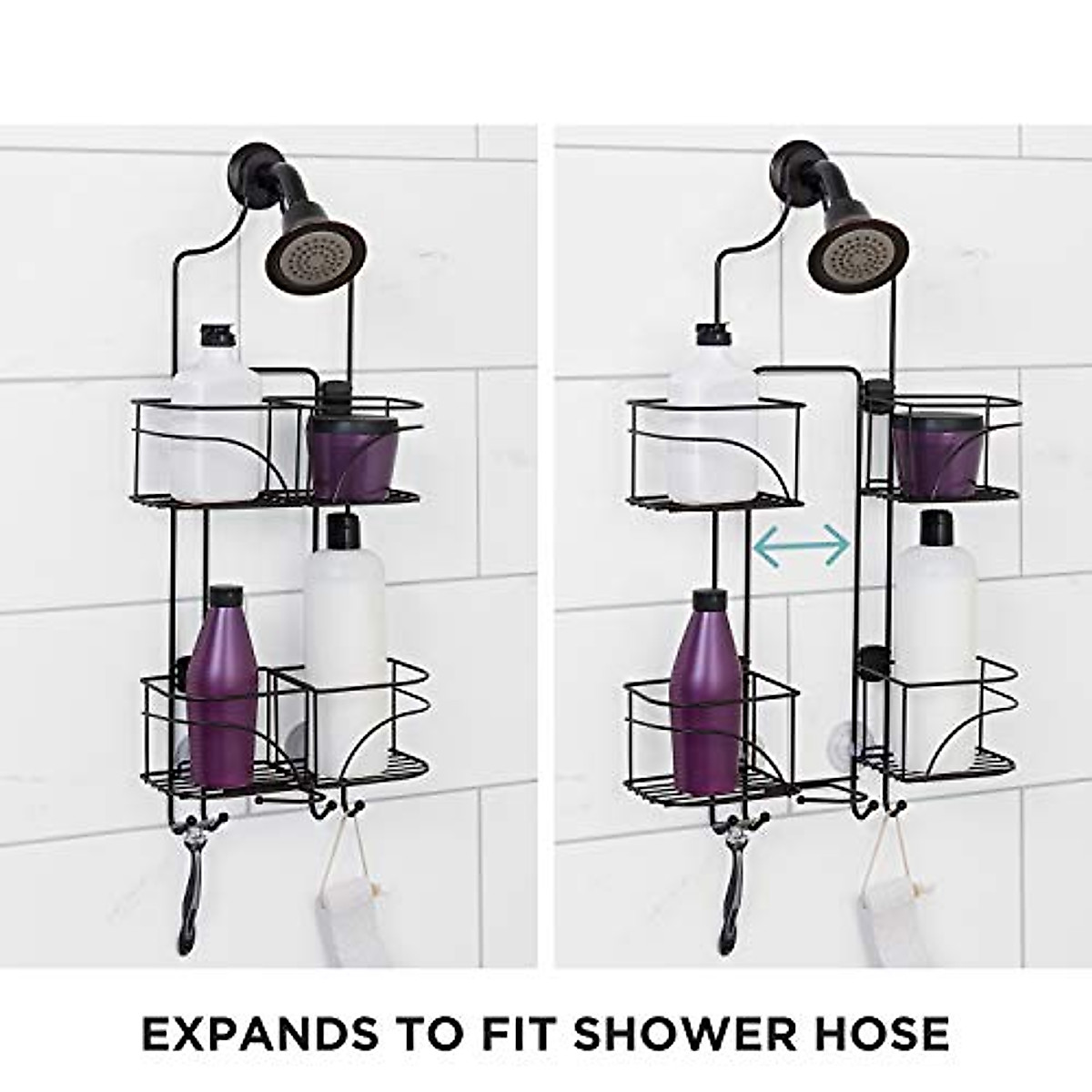 Zenna Home Expandable Over-The-Shower Caddy, Bronze & Expandable Over-The-Shower Caddy, Chrome