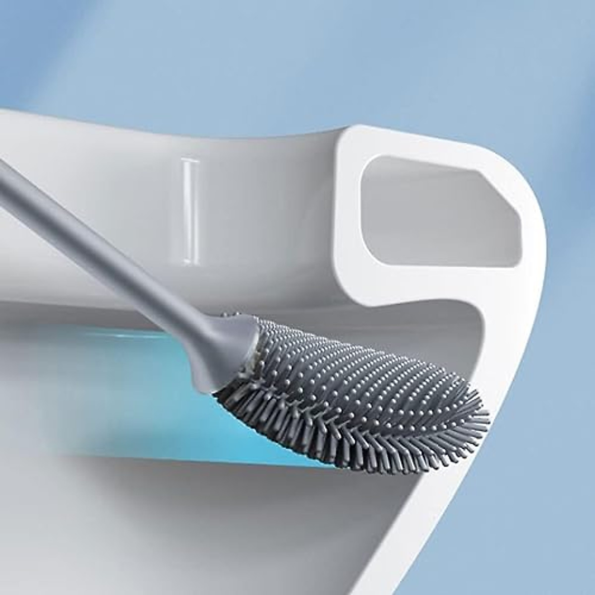 Creative Silicone Toilet Bowl Brush 2-in-1 Toilet Brush Cleaning Powerful Toilet Cleaner Brush Toilet Brush and Holder Set