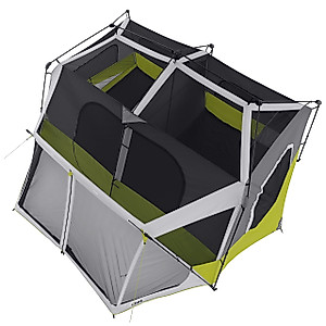 CORE 10 Person Instant Cabin Tent | 2 Room Huge Tent with Screen Room for Family with Storage Pockets for Camping Accessories | Portable Large Pop Up Tent for 2 Minute Camp Setup