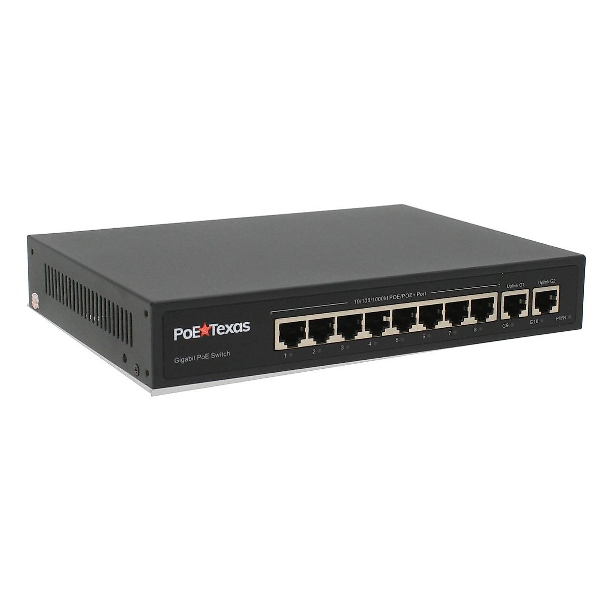 PoE Texas 8 Port PoE Switch - 802.3af/at Power Over Ethernet with 8 PoE+ Ports, 2 LAN Uplink, VLAN & Extender - 120W High Speed Unmanaged Wired Network Switch - Security Camera, Video & More