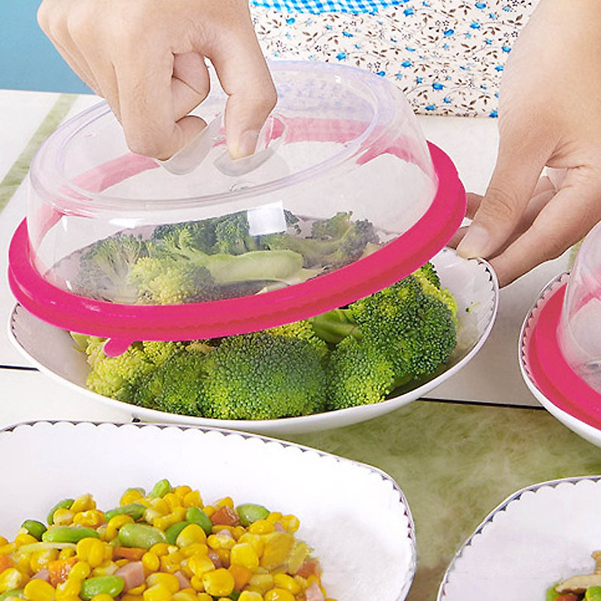 Microwave Oven Plate Cover Plastic Clear Dish Lid Table Dustproof Silicone Lids Small 5 In