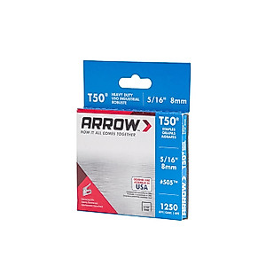 Arrow 505 Genuine T50 5/16-Inch Staples, 1,250-Pack