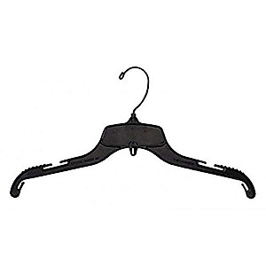 NAHANCO 24400BH Floor Ready Plastic Shirt/Dress Hanger with Black Swivel Hook, Coordinate Loop and Molded Non-Slip Shoulders, 15", Black (Pack of 100)