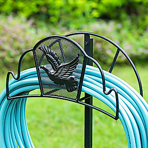 AMAGABELI GARDEN & HOME Hose Holder for Outside Thick Metal Garden Hose Stand Freestanding Heavy Duty,Detachable Water Hose Reels Hanger Decorative Sturdy Hose Rack Stake Storage for Lawn Outdoor Yard