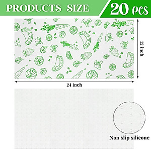 20 Pack Refrigerator Liners Absorbent Fridge Liner Veggie and Fruits Print Shelf Liner Non Adhesive for Kitchen Tray Sink Drawer Cabinet Wire Shelves Organizer Mat, 12 x 24 Inch (Fresh)