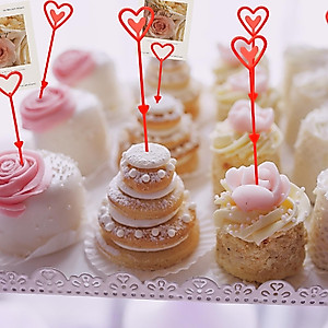 Resurhang 320 Pcs 9 Inch and 13 Inch Plastic Floral Pick Card Holder Red Heart Shaped Flower Place Card Holders Clips for Valentine's Day Birthday Floral Arrangement Bouquet Wedding Parties Decoration