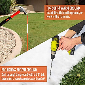 Anley 20 Pack 48" Reflective Driveway Markers, Snow Stakes with Fiberglass Pole & Hammer Cap - 4 Ft High Visibility Safety Markers Reflective Strip for Snow Plowing and Landscape (1/4" Dia, Orange)