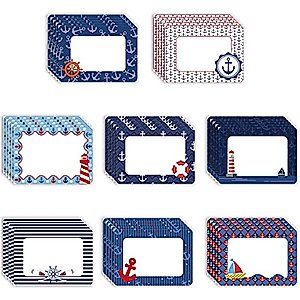 Harloon 48 Pcs Nautical Anchors Name Tags Nautical Name Tags Stickers Name Labels for Classroom with Lighthouse Anchors Sailboats Self Adhesive Labels Tags Student Name Labels (2.48 x 3.46 Inch)
