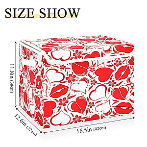 Storage Bins with Lids Foldable Storage Baskets Storage Cubes Collapsible Closet Organizer Containers with Cover Valentines Day for Home Office Organizer Closet, Shelves, Toy, Nursery