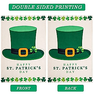 Tugaizi St.Patrick’s Day Garden Flag Shamrock/Hat St Patrick’s Flag 13 * 18.9 Inch Double-sided Happy St. Patrick's Day Flag for House Yard Outdoor Decor