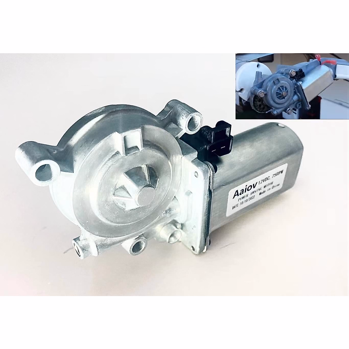 Aaiov RV Electric Awning Replacement Motor 12V Compatible with Carefree Eclipse Power Awnings R001326 R001104 BLK WHT