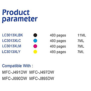 EASYPRINT (4-Set Combo) Compatible 3013xl Ink Cartridge Replacement for Brother LC3013 LC3013lx Used for MFC-J491DW MFC-J497DW MFC-J690DW MFC-J895DW, (4xBK, 4xC, 4xM, 4xY, Total 16-Pack)