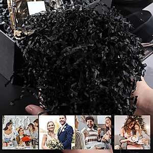 VGOODALL 2LB Crinkle Cut Paper, Black Shredded Confetti Paper for Gift Basket Filling Halloween Christmas Birthday Party Gift Box Wrapping Stuffing Supplies
