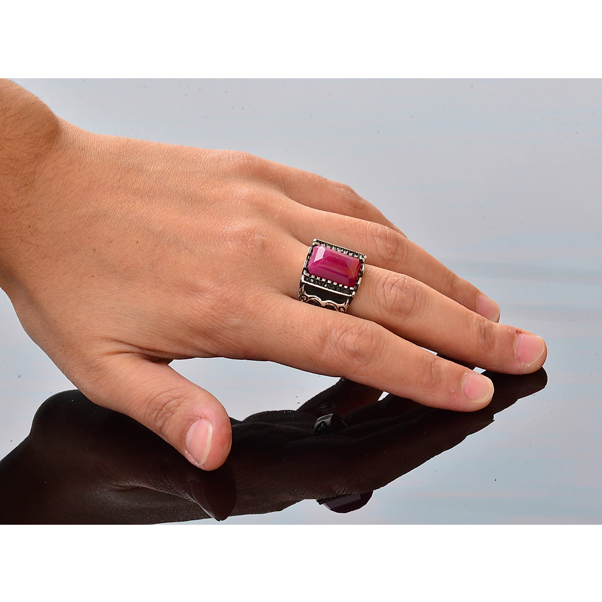 Real Genuine Ruby Gemstone Ring, 11.55 Carat, Sterling Silver Ring, Silver Ring Gemstone Band