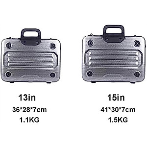 Metal Briefcase Tote Computer Case Bag Business Slim Shoulder Documentation Office Lawyer Briefcase (Color: Silver) (Color : Silver, Size : 13.3in)