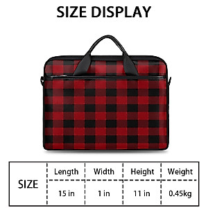 Grid Print Laptop Computer Bag Waterproof Shoulder Messenger Bag 13-15 inch Durable Laptop Tote Bag with Shoulder Strap Handle Lightweight Crossbody Briefcase