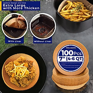 air fryer liners disposable, nonstick, grease, oil-proof air fryer liners, ideal for microwave, and air fryers, 7-inch parchment paper round best for 4-8 quartz from kitchen acquisition 7inch-100 pcs