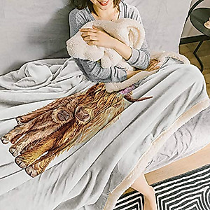 Lovely Highland Cow with Baby Sherpa Fleece Throw Blanket Reversible Fuzzy Warm Cozy Throws for Mother's Day, Animal and Flowers Super Soft Plush Bed TV Blankets for Couch/Living Room Sofa/Bed/Travel