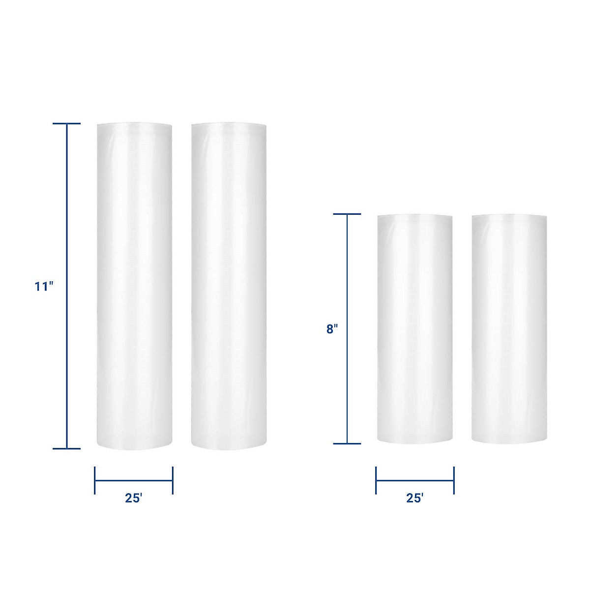 Inkbird 4 Rolls Vacuum Sealer Bags, 11" x 25' 2 Rolls & 8" x 25' 2 Rolls Vacuum Sealer Rolls for Food Saver, Sous Vide Bags Food Storage Freezer Sealer Bag for Cooking with BPA Free