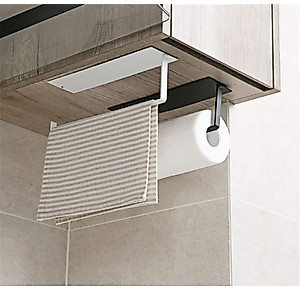 Votono Towel Rack Self Adhesive Toilet Paper Roll Holder Wall Hanging Rack Wall Mounted Kitchen Washroom (2 Pack Black)