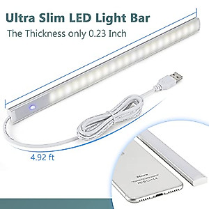 ASOKO LED Under Cabinet Lighting for Kitchen with Touch Sensor, USB Plug in Under Cabinet Lights, 12 inch Under Counter Lights for Kitchen,Daylight White 4500K, Under Desk Light