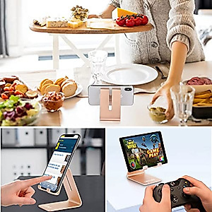 Urmust Cell Phone Stand for Desk Phone Holder Dock Cradle Stand for iPhone 14 13 12 11 Pro Max X Xr 8 Plus 7 6,Tablet(4-10in) [2023 Updated Version] Gold