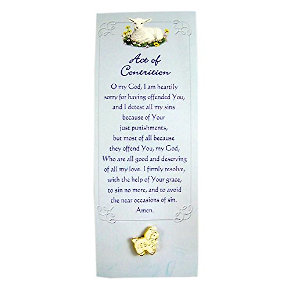 First Reconciliation Prayer Guide Card and Lapel Pin for Kids, Book Mark with Act of Contrition, 6 Inch
