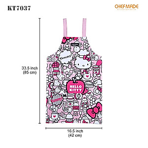 CHEFMADE Hello Kitty 100% Cotton Apron with Gift Box, Adjustable Cross Back Dress with 2 Pockets Kitchen Aprons, Kitty Camouflage Kitchen Print for Baking Cooking Drawing Gardening BBQ & Grill