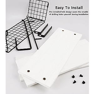 Mefirt Floating Shelves, 3+2 Tier Bathroom Shelves with Paper Towel Holder & Towel Bar, Wood Wall Décor Shelves Over Toilet with Wire Storage Basket & Guardrail, Farmhouse Floating Shelf - White