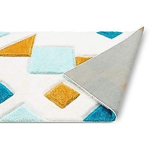 Well Woven San Francisco Teahupo Blue Modern Geometric 3D Textured Thick and Soft Shag 5'3" x 7'3" Area Rug