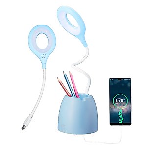 SIRUITRONGER LED Desk Lamp for Kids 4000 Rechargeable Battery USB Computer Reading Blue Smart Small Book Study Lights 3 Color Modes Dimming Eye Protection Holder 360° Flexible Gooseneck Touch Control
