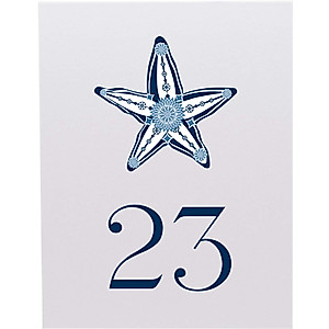 Starfish Wedding Table Numbers, 1-10, Double Sided, Tent or Use in a Stand, Great for Parties & Restaurants - Made in the USA