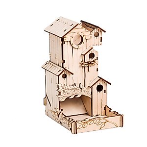 TowerRex Portable Dice Tower - Acrylic and Wooden Game Dice Holder for Tabletop Gaming