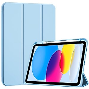 ProCase for iPad 10th Generation Case with Pencil Holder, iPad Case 10th Gen (2022 Model) 10.9 Inch iPad 10 Case, 10th Gen iPad Cases Cover with Pen Holder for iPad 10th Generation -SkyBlue
