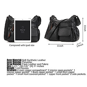 Artwell Hobo Shoulder Bag Soft PU Leather Crossbody Bag For Women Tote Handbag Purse Fashion Bag Lady (Black)