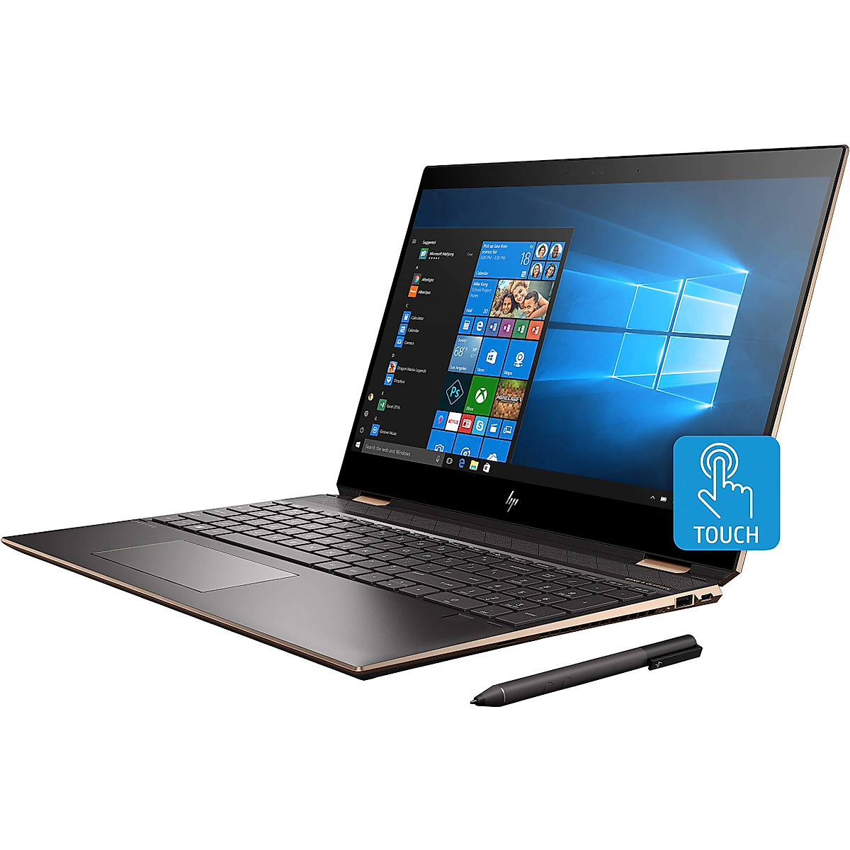 HP Spectre x360 2-in-1 Laptop, 15.6" 4K UHD Touchscreen, Intel Core i7-8565U Processor up to 4.6GHz, 16GB RAM. 256GB SSD, Backlit Keyboard, Wireless-AC, Windows 10 Home (15.6 Inch, Dark Ash Silver)
