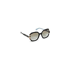 Prada Heritage PR 16US KHR0A7 Black Azure Spotted Brown Plastic Square Sunglasses Grey Gradient Lens