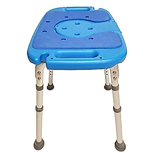 Atlas Deluxe Bariatric Shower/Bath Bench, 600lb. Capacity, Padded with Cutout and Insert. Heavy Duty Shower Chair/Stool with Adjustable Height and XL Seat