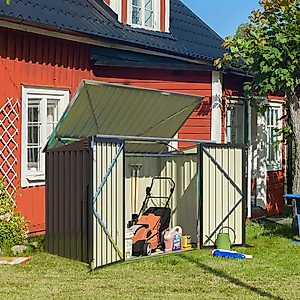 Greesum 5.8x3.3 FT Outdoor Storage Shed Metal Garbage Shed with Lid Chain Hydraulic Gas Rod for Lawn Tools, Bikes, Toys,Garbage Bin,Black