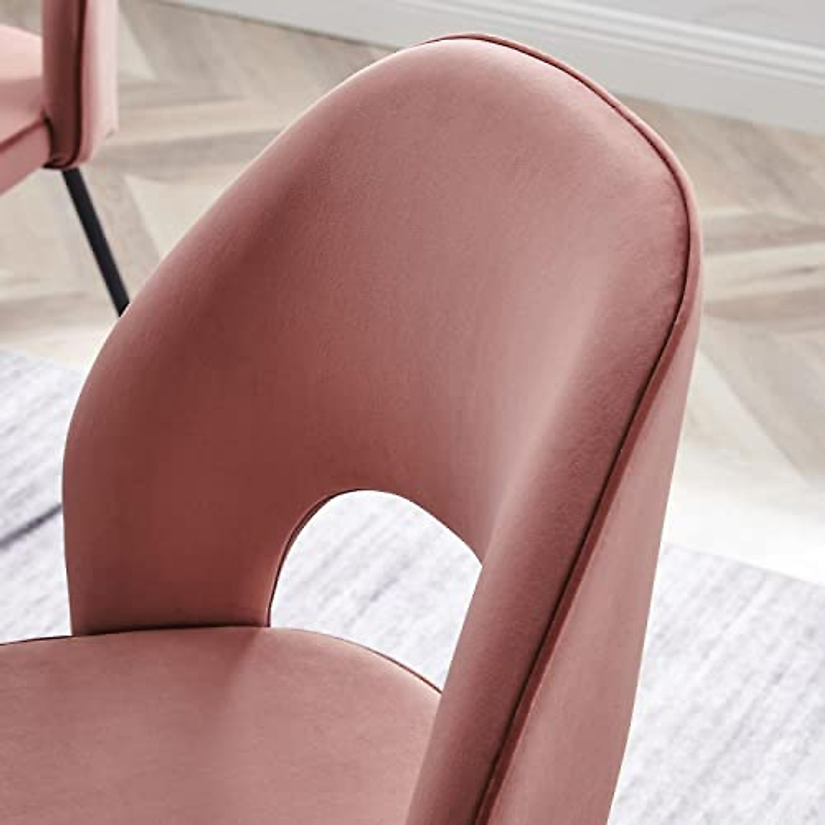 Modway Nico Performance Velvet Dining Chairs in Black Dusty Rose-Set of 2