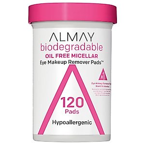 Almay Biodegradable Makeup Remover Pads, Micellar Gentle, Hypoallergenic, Fragrance-Free, Dermatologist & Ophthalmologist Tested, 120 Count