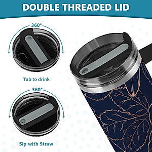 Yasala Car Tumbler with Handle Art Rose Flower Travel Mug Coffee Cup Insulated Beverage Container Mega Cup for Hot Cold Drinking Thermos Water Bottle Cupholder Friendly 40 oz