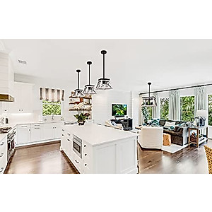 Merbotin Farmhouse Chandelier for Dining Room, Rustic Kitchen Island Light Fixture, White Wood Distressed Large Pendant Light, 4 Light Chandelier Hanging Ceiling Light for Entryway Hallway Foyer