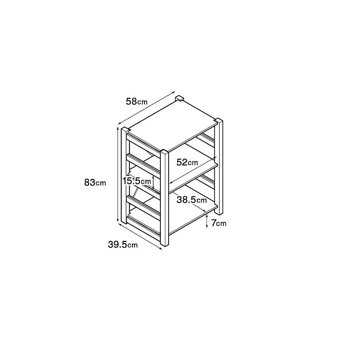 MUJI 61182247 Pine Wood Shelf Unit, Small, (W x D x H): 22.8 x 15.6 x 32.7 inches (58 x 39.5 x