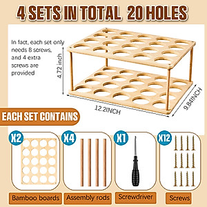 Sintuff 4 Pack Vinyl Roll Holder 80 Holes Bamboo Vinyl Storage Rack Easy to Assemble Vinyl Roll Storage Organizer for Craft Paper Roll Holder Craft Room