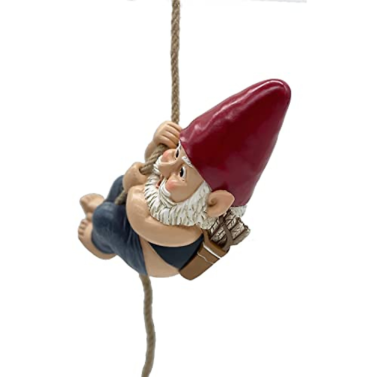 FICITI Funny Garden Gnomes Decorations, Archer Bowman Climbing Rope Hanging Gnome, Tree Hugger, Tree Decoration Ornaments, Outdoor Whimsical Gnome Statues – 8.5 inch