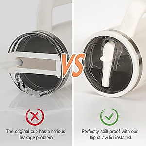 ANTAND 2 Pack 40 oz Tumbler Flip Straw Lid Replacement Fit for Stanley Quencher, Leak Proof for Stanley Lid Replacement Spill Proof Reusable Tumbler Cover Compatible with 40oz Stanley Cup Accessories